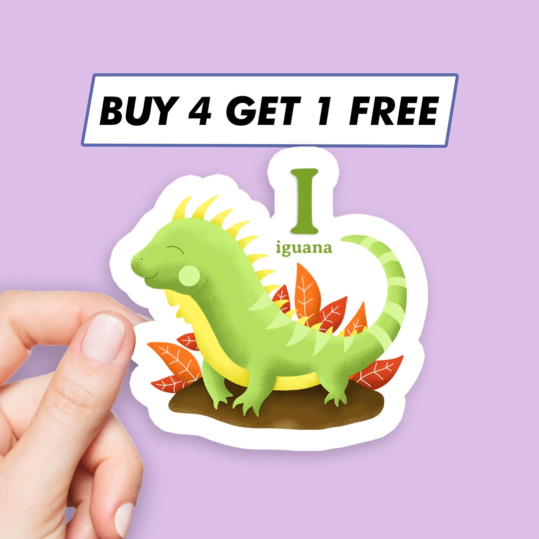 Iguana Letter I Sticker Animal Alphabet Stickers Laptop Stickers ...