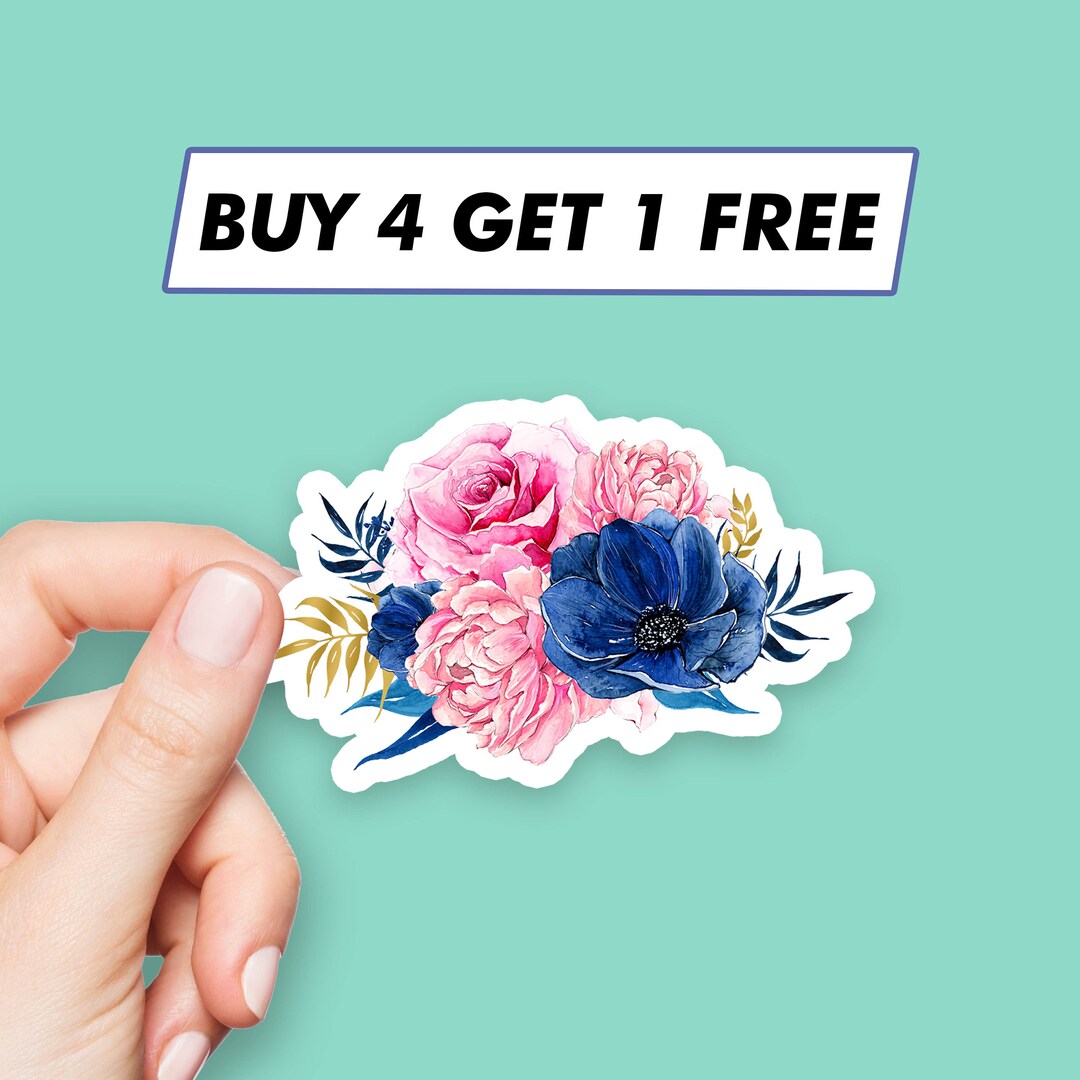 Floral Watercolor Sticker Flower Rose Stickers Laptop Stickers ...