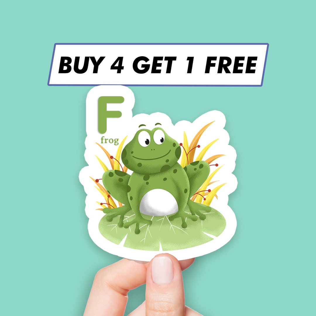 Frog Letter F Sticker Animal Alphabet Stickers Laptop Stickers ...