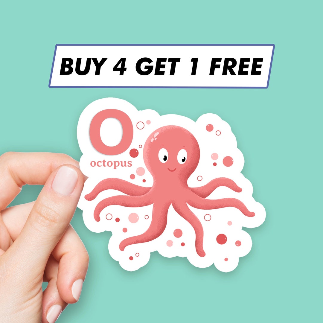 Octopus Letter O Sticker Animal Alphabet Stickers Laptop Stickers ...