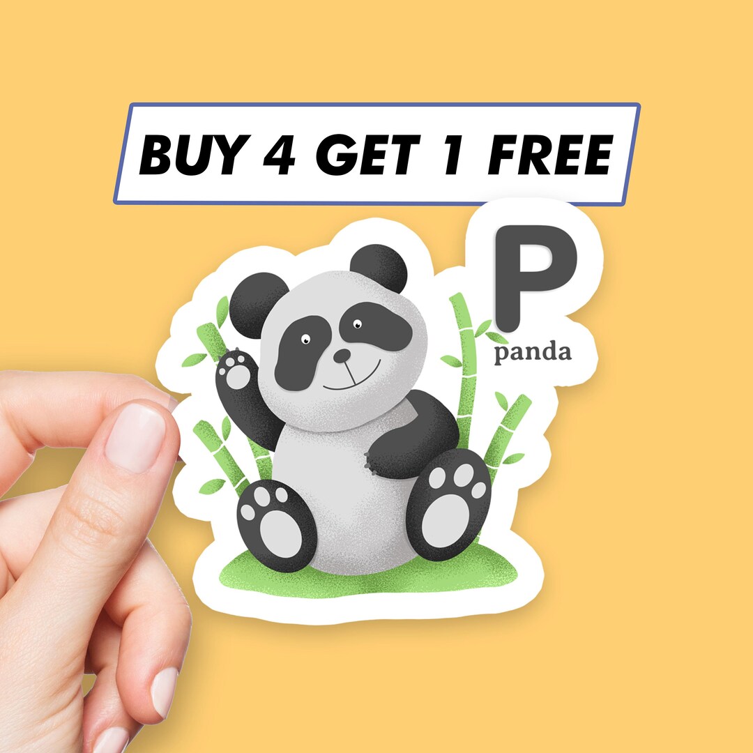 Panda Letter P Sticker Animal Alphabet Stickers Laptop Stickers ...