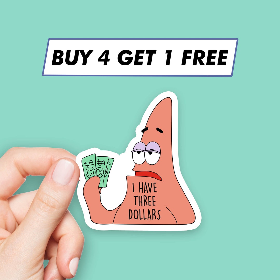 Three Dollars Patrick Sticker Cartoon Starfish Stickers Laptop - Etsy