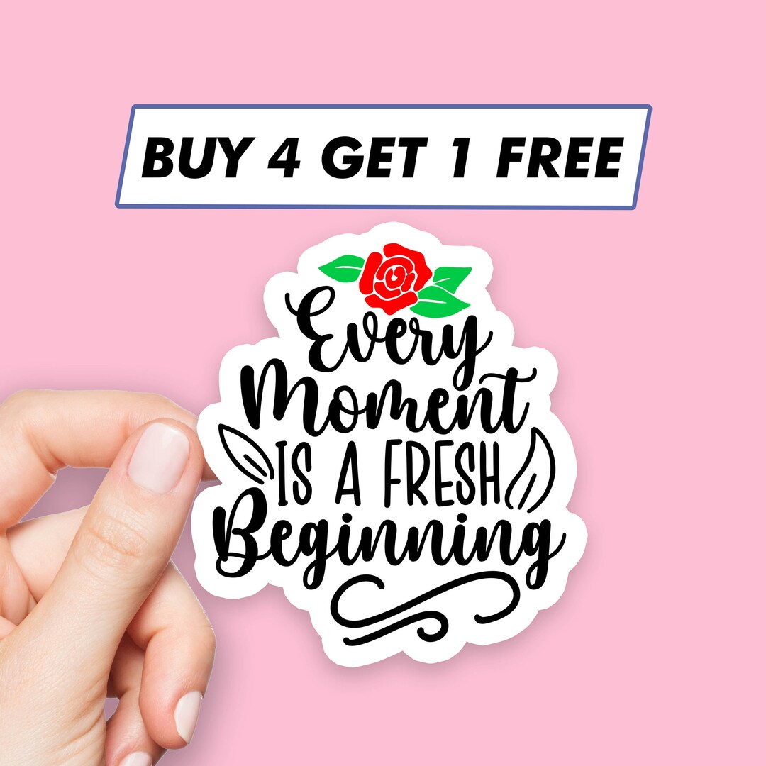 Floral Fresh Beginning Sticker Flower Quotes Stickers Laptop Stickers ...
