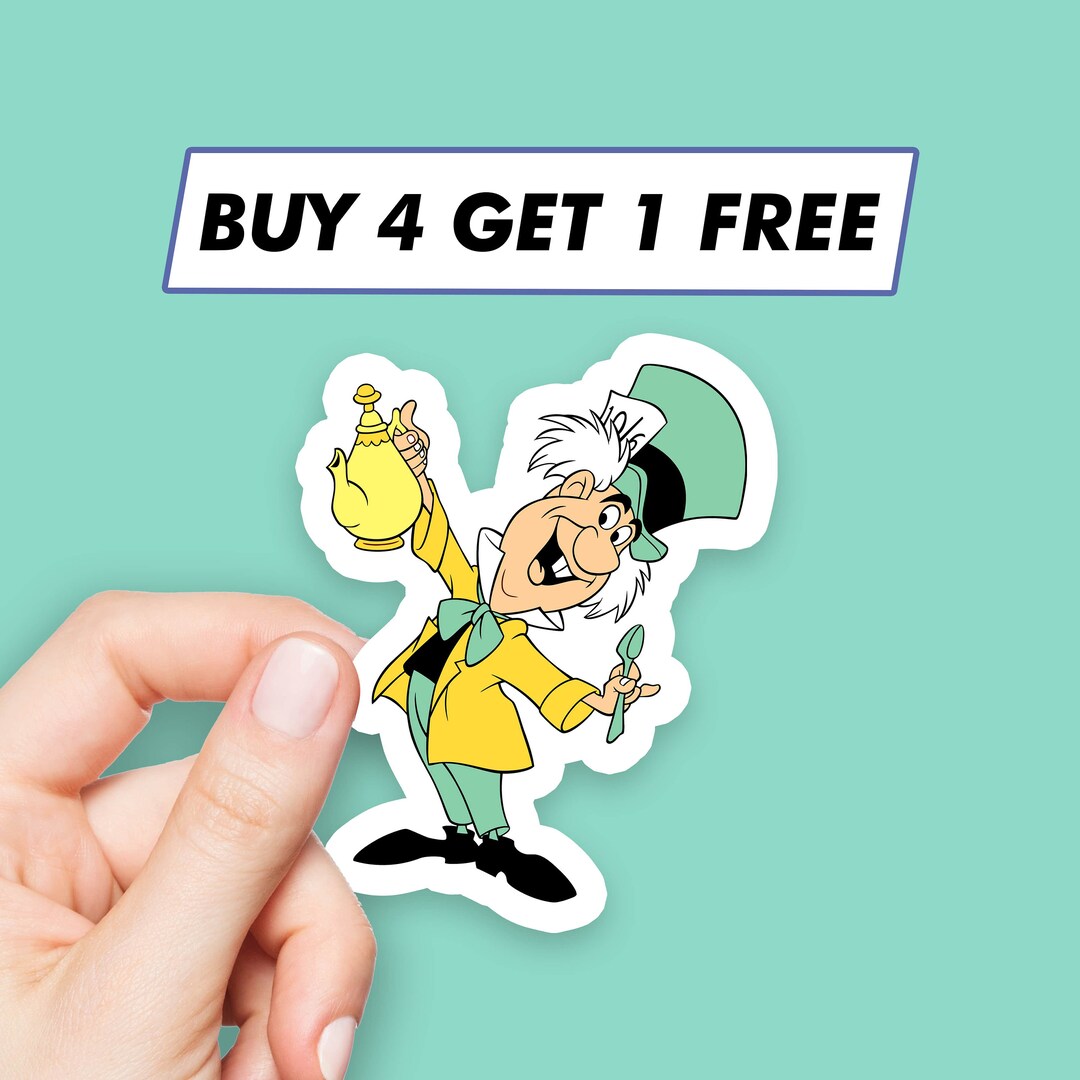 Funny Mad Hatter Sticker Alice in Wonderland Cool Stickers Laptop ...