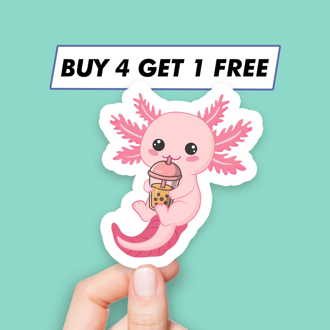 Axolotl Boba Tea Sticker Cute Salamander Stickers Laptop Stickers ...