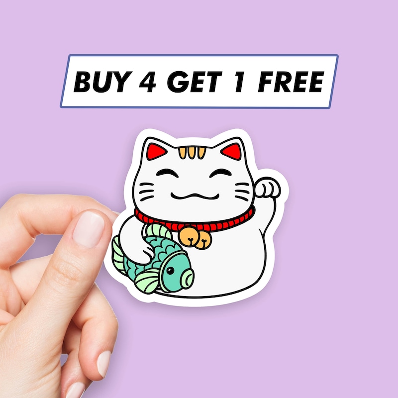 Maneki Neko Cat Stickers - Etsy