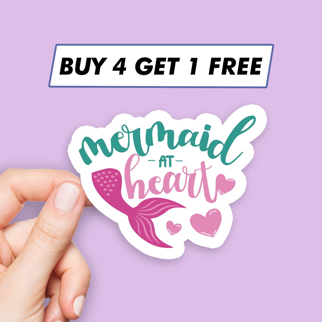 Cool Mermaid at Heart Sticker Mythical Siren Stickers Laptop Stickers ...