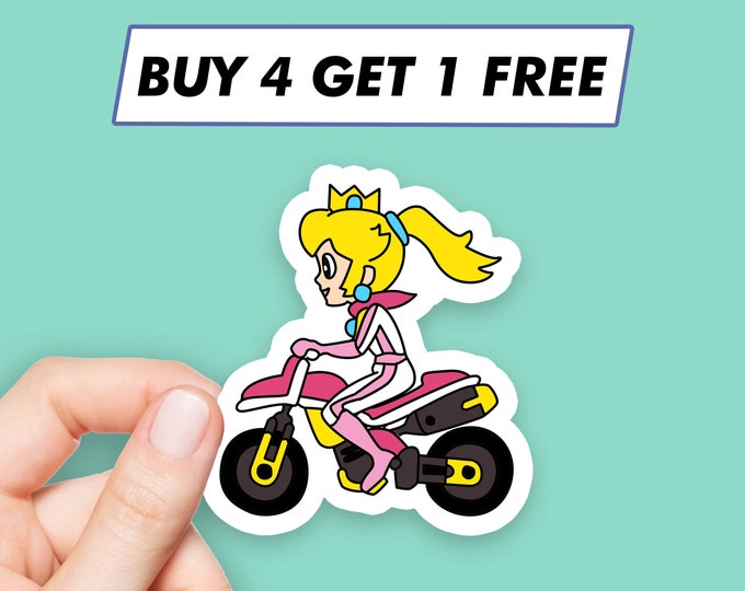Princess Peach, Super Mario Bros Sticker, Decal, Laptop Sticker, Water ...