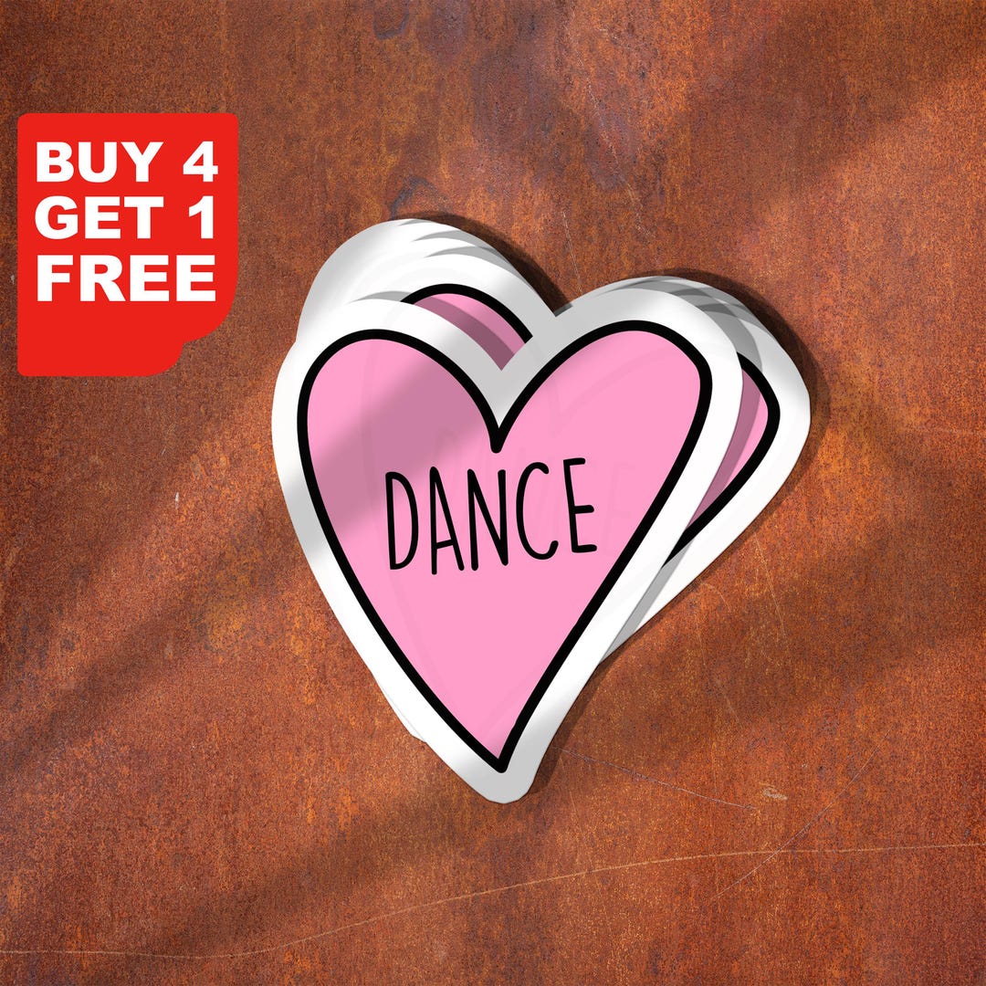 Pink Heart Dance Sticker, Dancing Stickers Cheerleader Sticker, Cheer ...