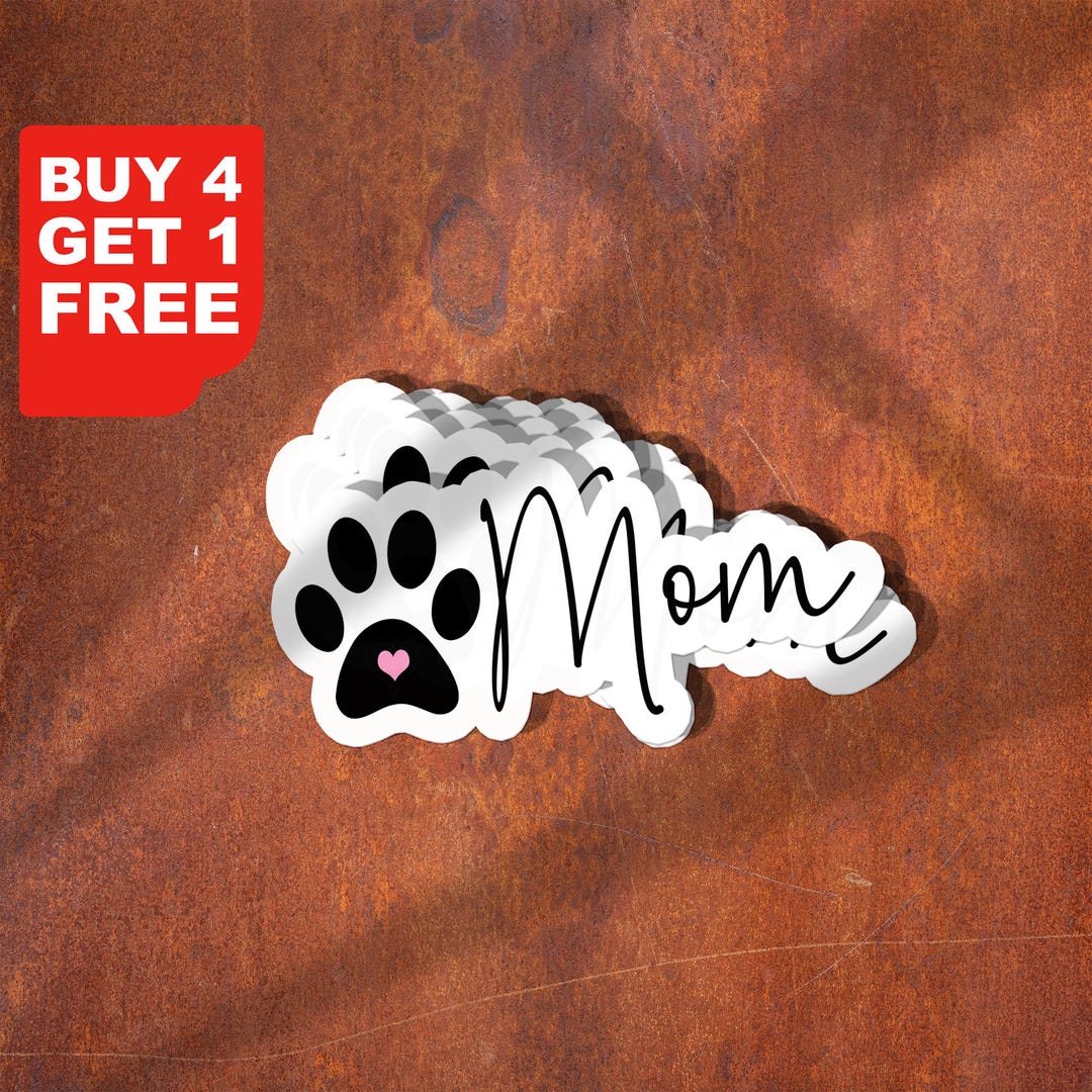 Dog Paw Mom Sticker, Dog Stickers, Mom Stickers, Dog Paw Rescue Dog ...