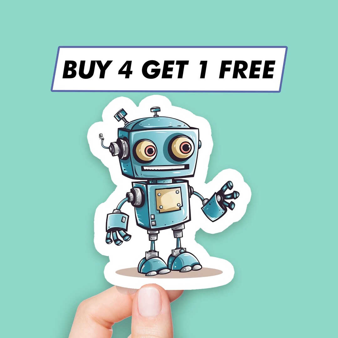 Retro Robot Sticker Science Tech Stickers Laptop Stickers Aesthetic ...