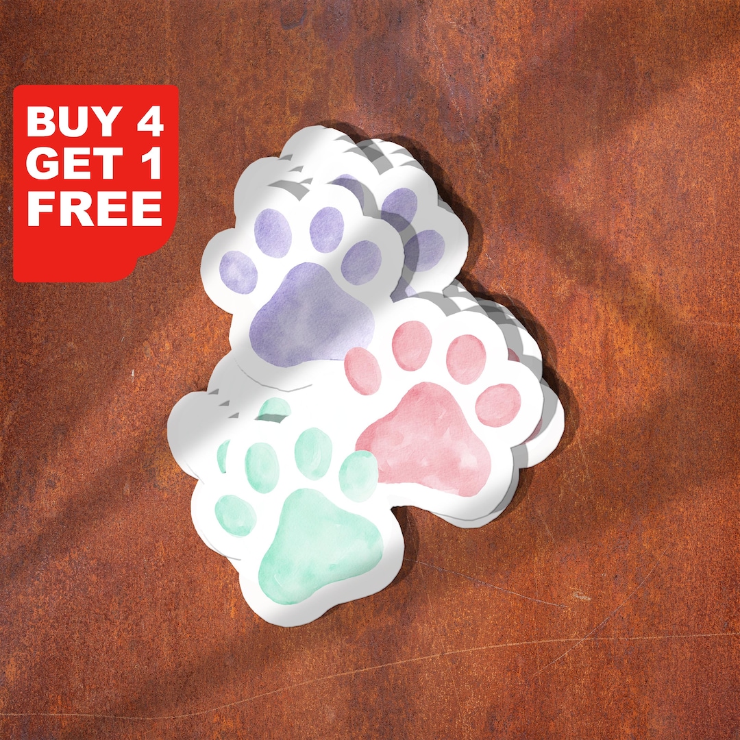 Mini Cat Paws Sticker, Watercolor Cat Paws Sticker, Cat Mom Sticker ...