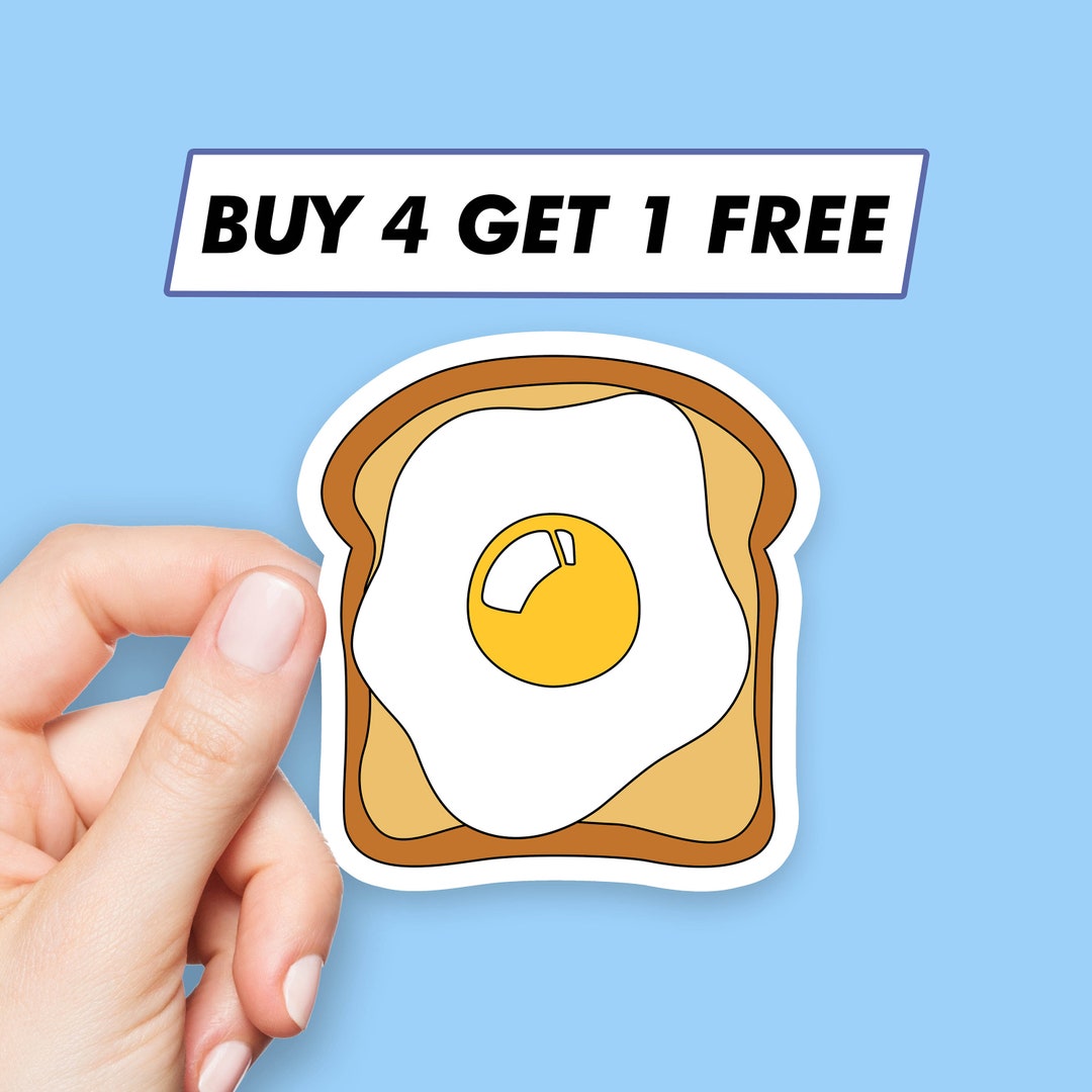 Egg Toast Sticker Happy Food Stickers Laptop Stickers Aesthetic ...