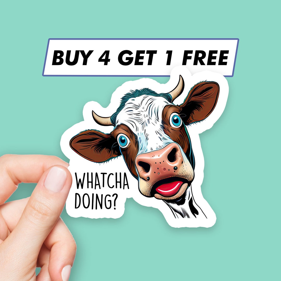 Happy Cow Face Sticker Cow Emoji Stickers Laptop Stickers Aesthetic ...