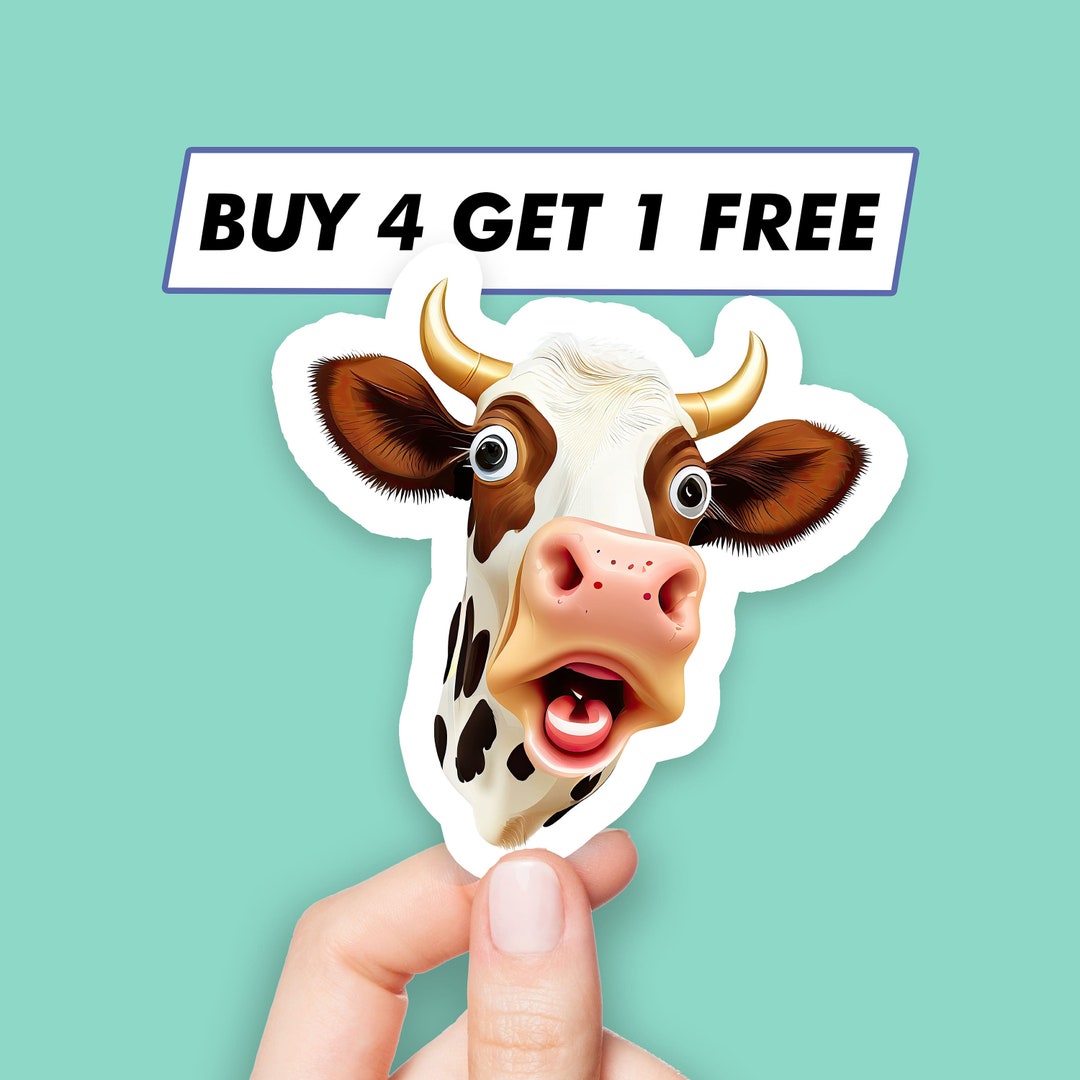 Joyful Cow Face Sticker Cow Emoji Stickers Laptop Stickers Aesthetic ...
