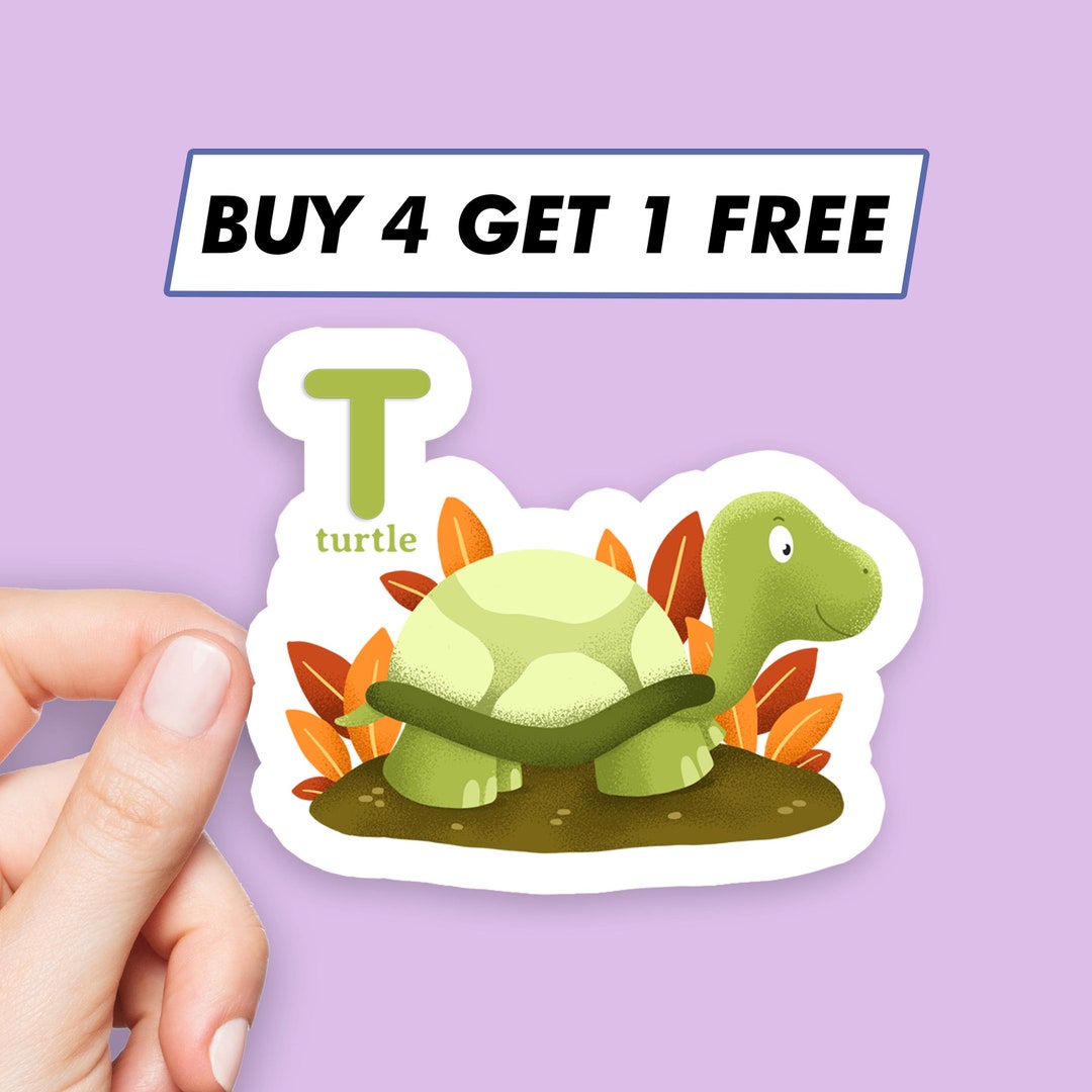 Turtle Letter T Sticker Animal Alphabet Stickers Laptop Stickers ...