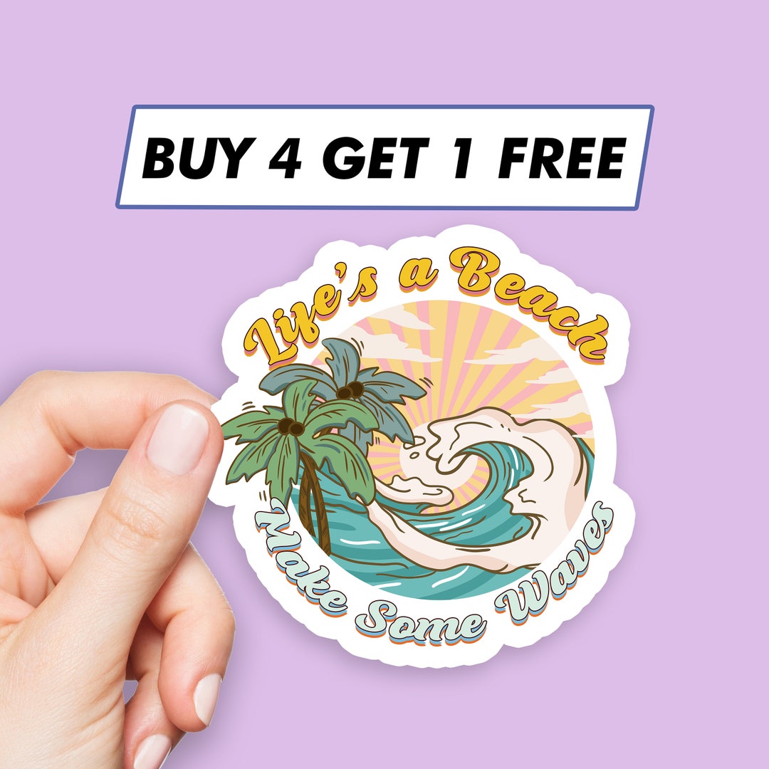 Motivational Make Waves Sticker Beach Quotes Stickers Laptop Stickers ...