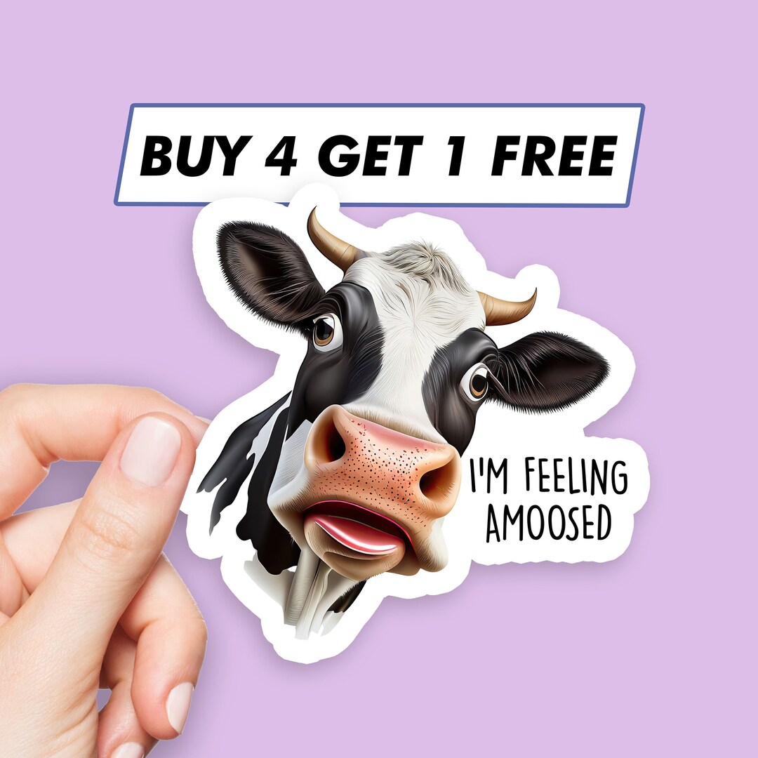 Cool Cow Face Sticker Cow Emoji Stickers Laptop Stickers Aesthetic ...