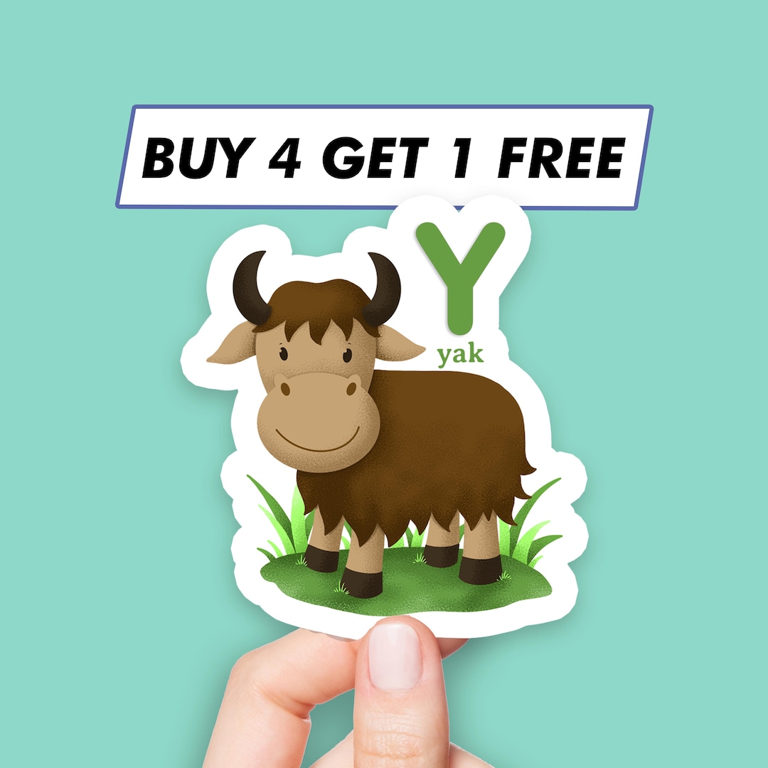 Yak Letter Y Sticker Animal Alphabet Stickers Laptop Stickers Aesthetic ...