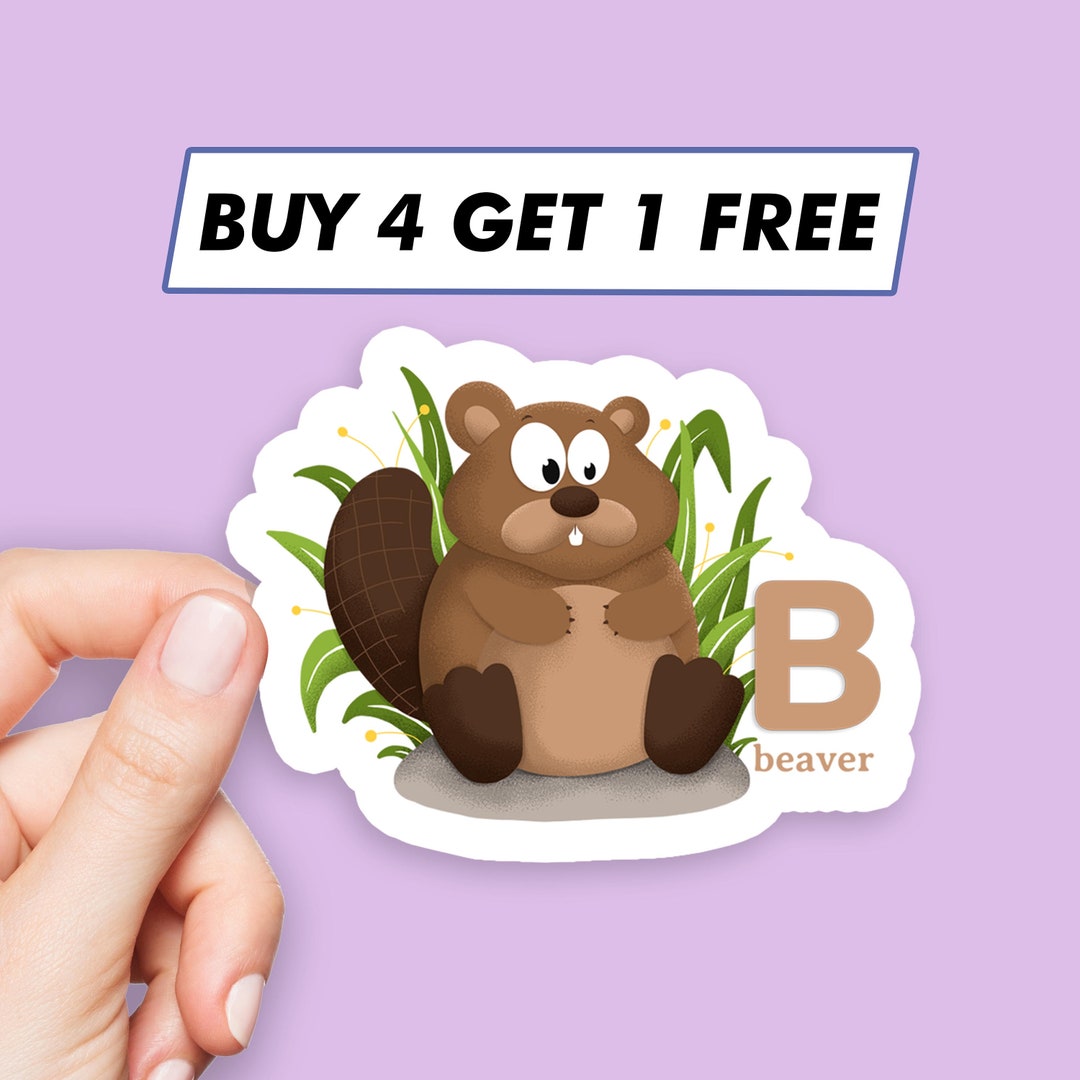 Beaver Letter B Sticker Animal Alphabet Stickers Laptop Stickers ...