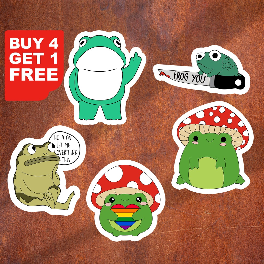 Mushroom Frog Sticker Funny Frogs Meme Sticker Frog Lovers Gift Sticker ...