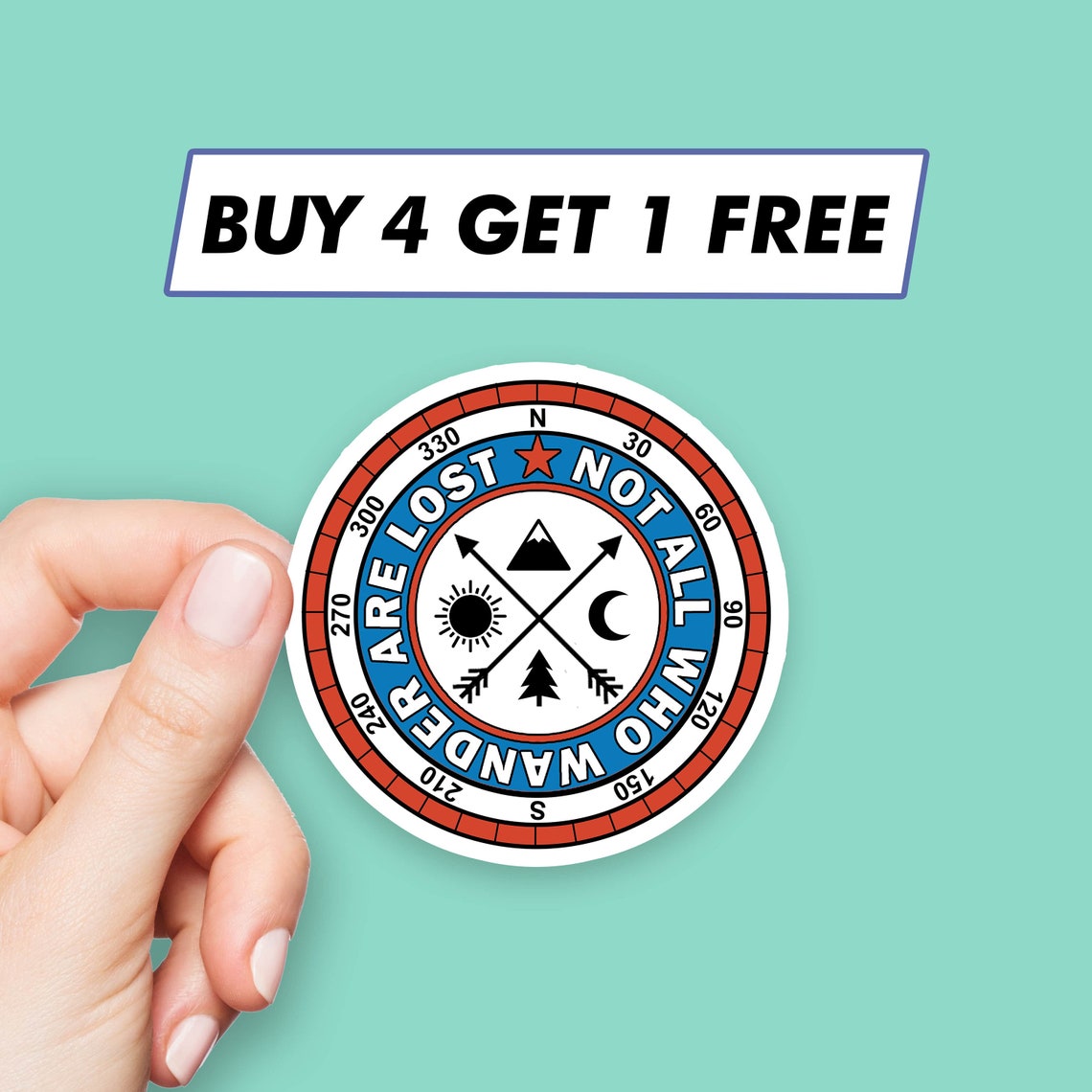 Adventure Compass Sticker Scout Travel Stickers Laptop Stickers ...