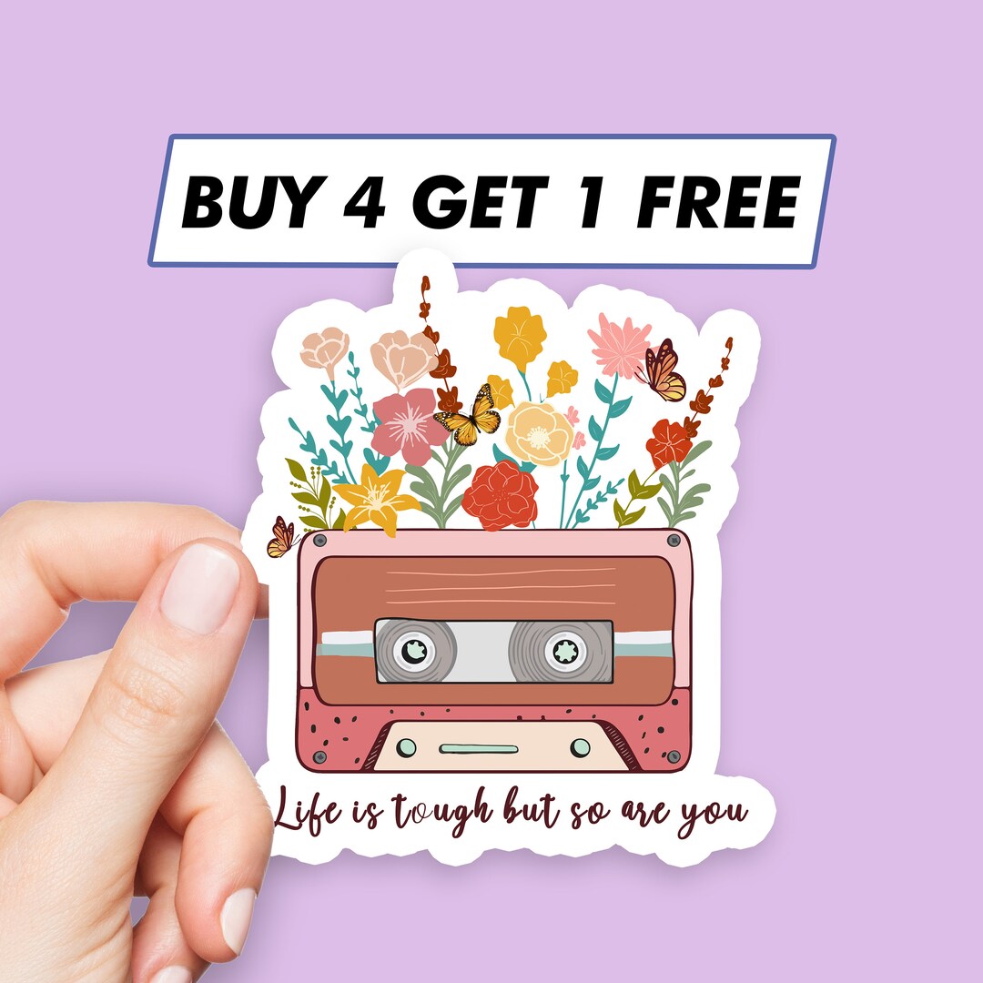 Floral Tough Girl Sticker Retro Sayings Stickers Laptop Stickers ...