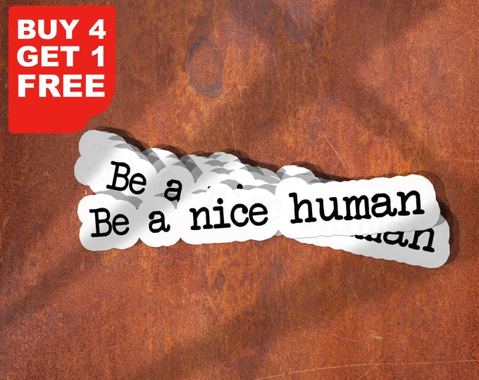 Smiley Face Be A Nice Human Sticker Laptop Decals, Retro Smiley Face ...