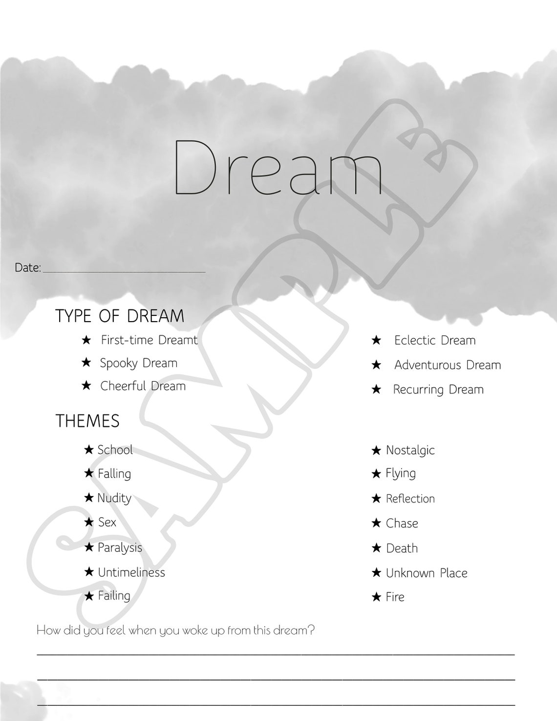 Dream Journal | Printable PDF | Dream Tracker | Printable Dream Log ...