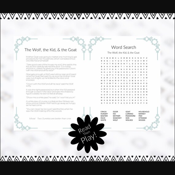 Aesop Fable Story Featuring: Belling the Cat Word Search - Etsy Ireland