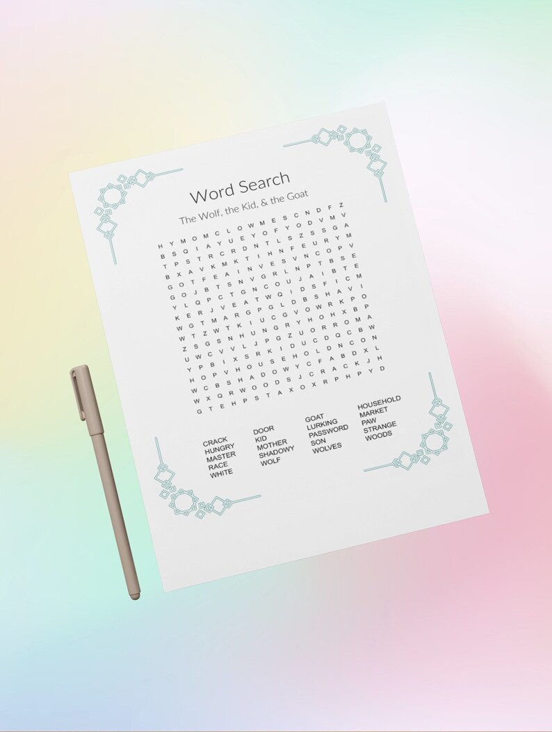 Aesop Fable Story Featuring: the Wolf, the Kid & the Goat, Word Search ...