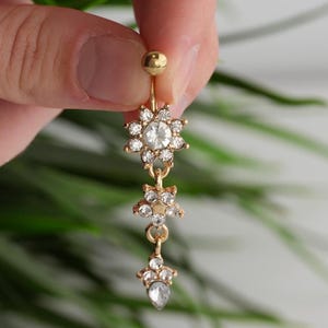 Belly Button Piercing Gold Dangle Belly Button Ring Dangle Belly Ring ...