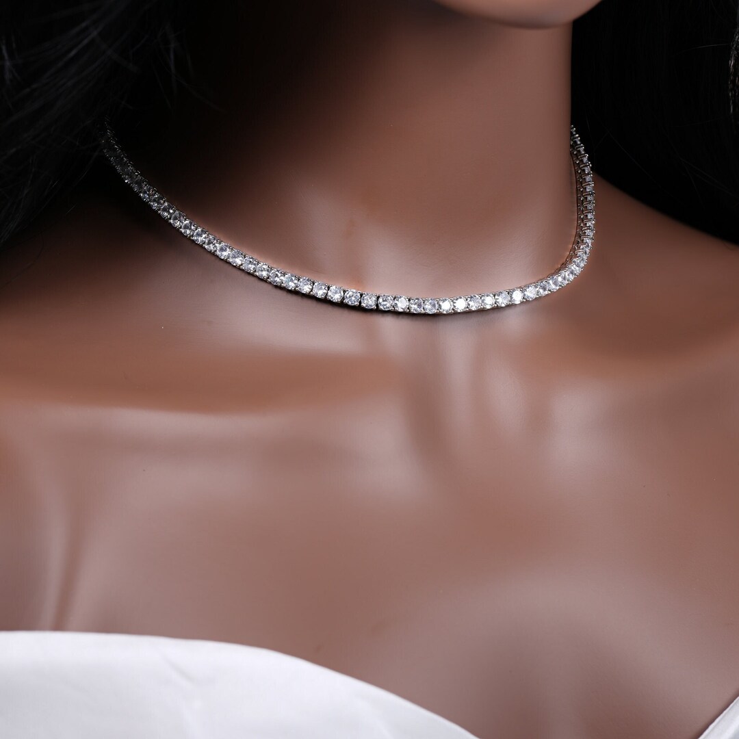 Tennis Necklace Diamond Wedding Jewelry Set Diamond Tennis - Etsy