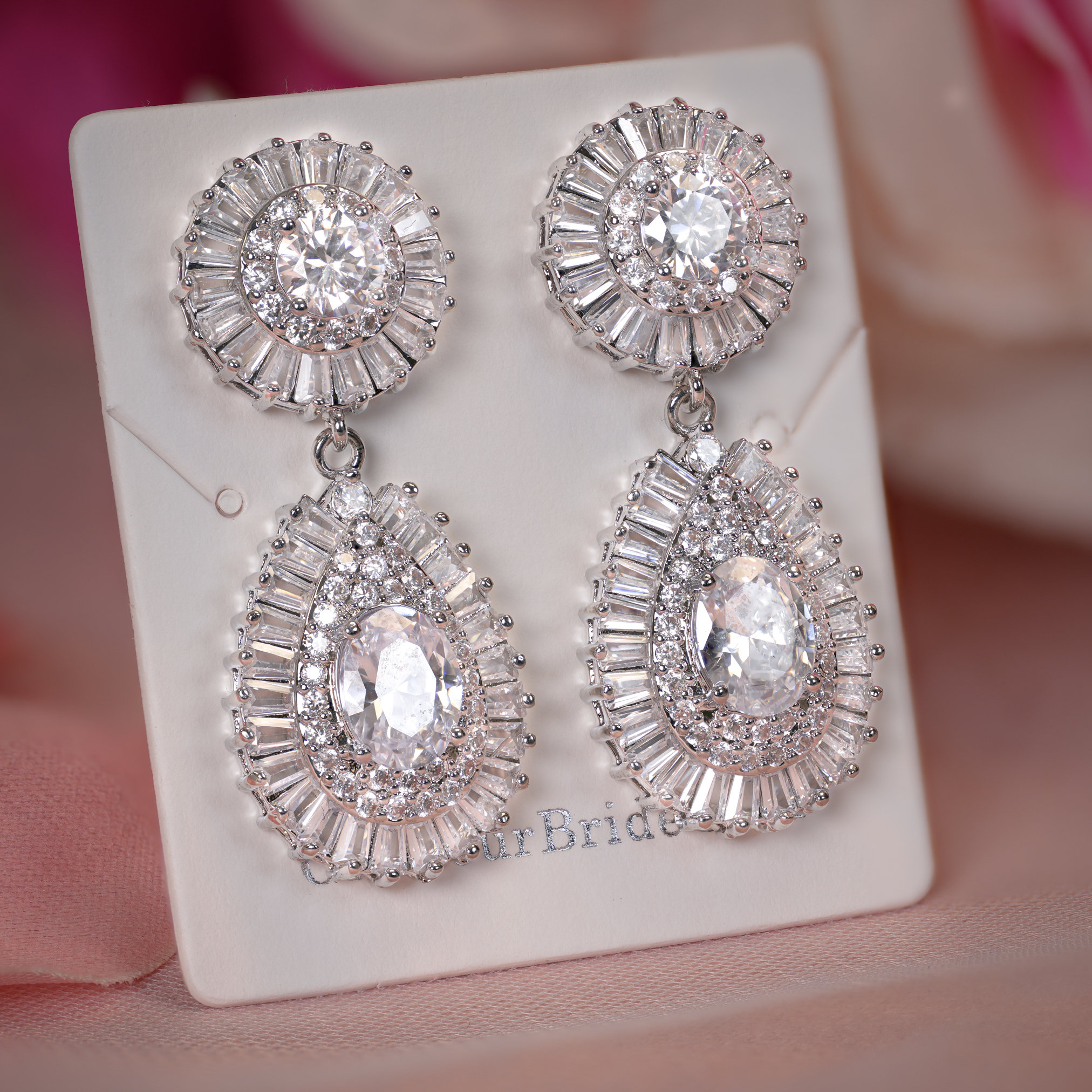 Bridal Necklace Set Diamond Wedding Jewelry Set Diamond Necklace Silver ...