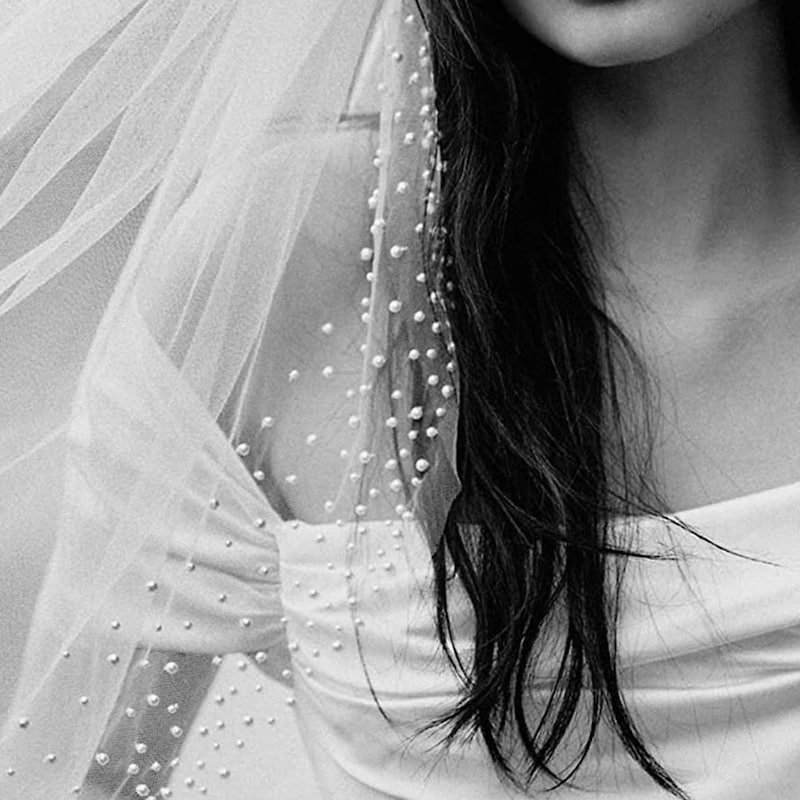 Pearl Edge Elbow Veil - Etsy