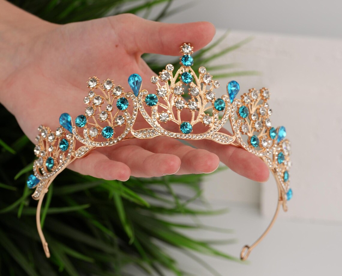 Princess Crown Blue Sapphire Princess Tiara Bridal Crown Wedding Tiara ...