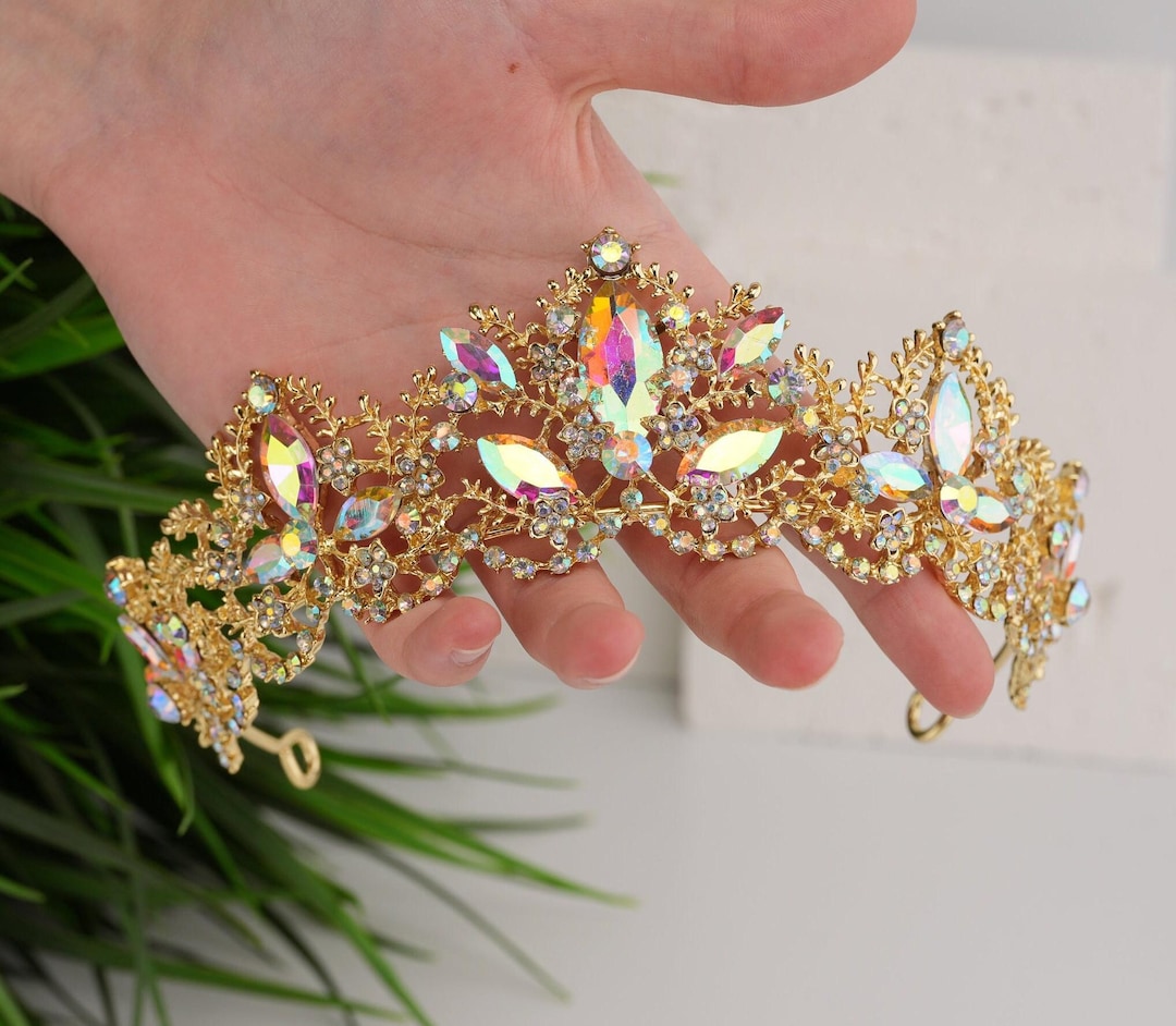 Princess Tiara Gold Crown Crystal Tiara Princess Crown Gold Wedding ...
