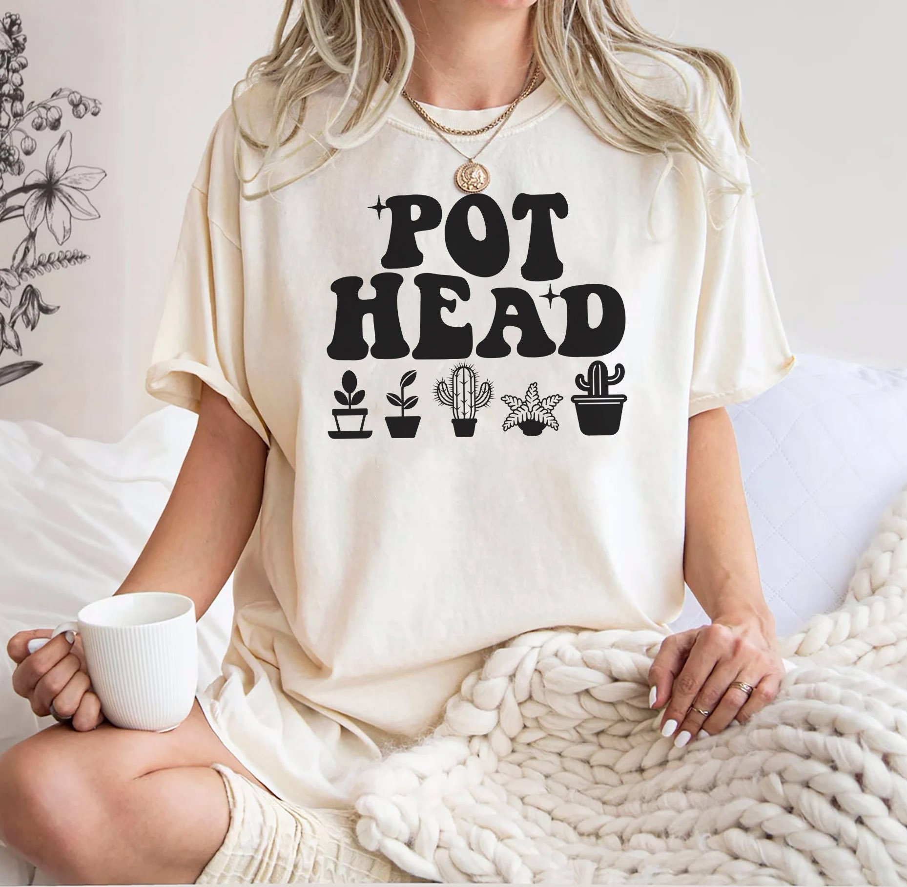 Comfort Color Pot Head Shirt, Plant Lover Gift, Crazy Plant Lady, Plant Mom Shirt, Gardener ...