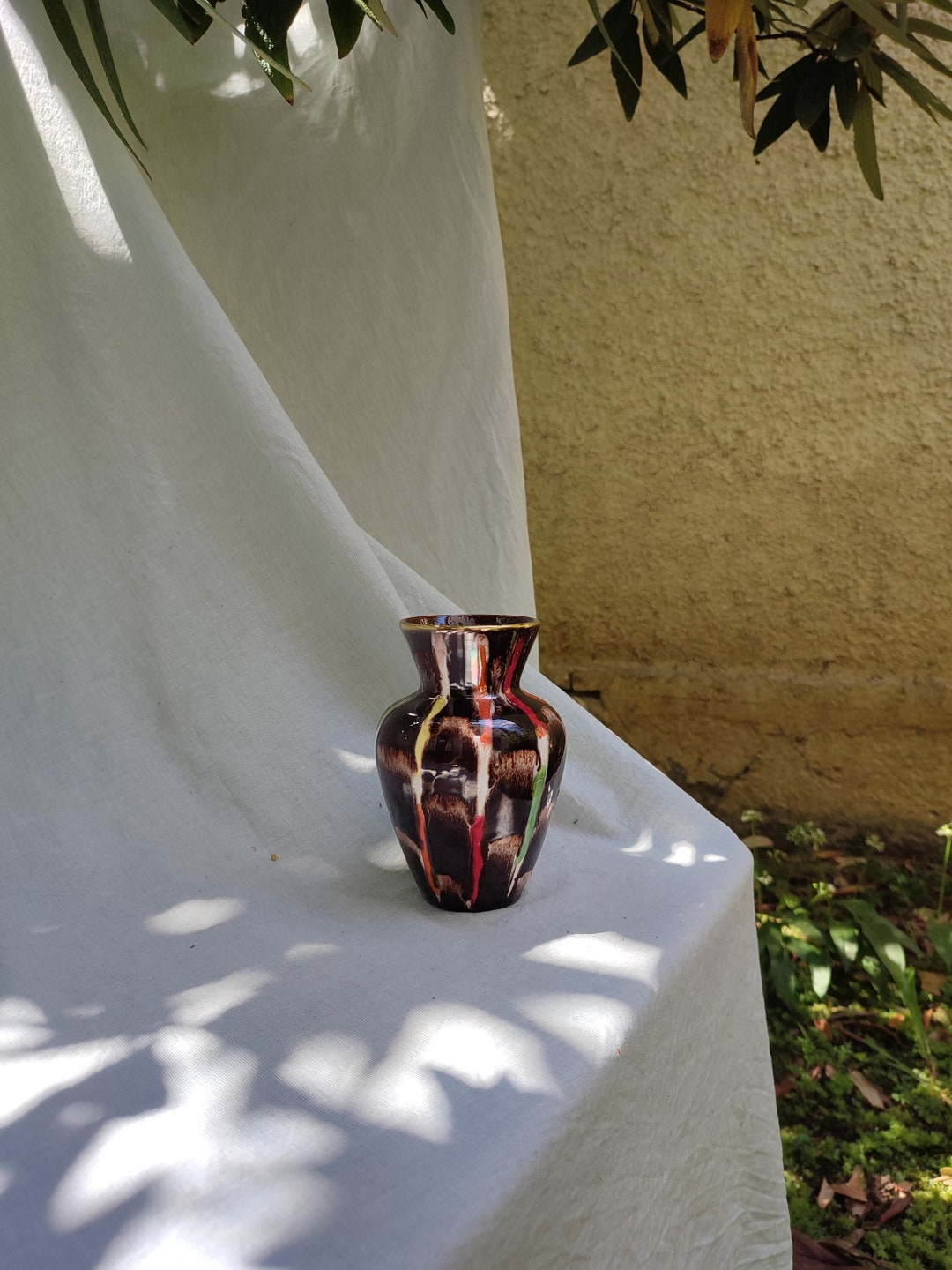 West Germany Jasba Vase Running Glaze Art Deco - Etsy
