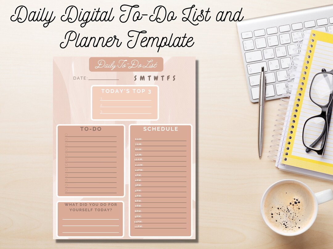 Daily Rose Gold Digital To-do List and Planner - Etsy