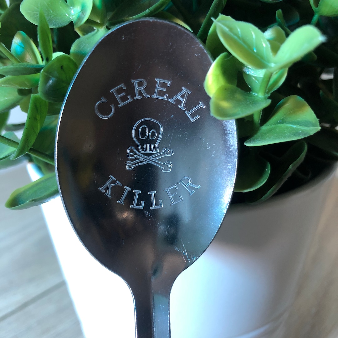 Personalised Spoon Serial Killer Skull Crossbones for Him Her, Engraved ...