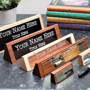 Handmade Desk Plaques Mahogany, Ash Wood Office Name Plate Includes ...