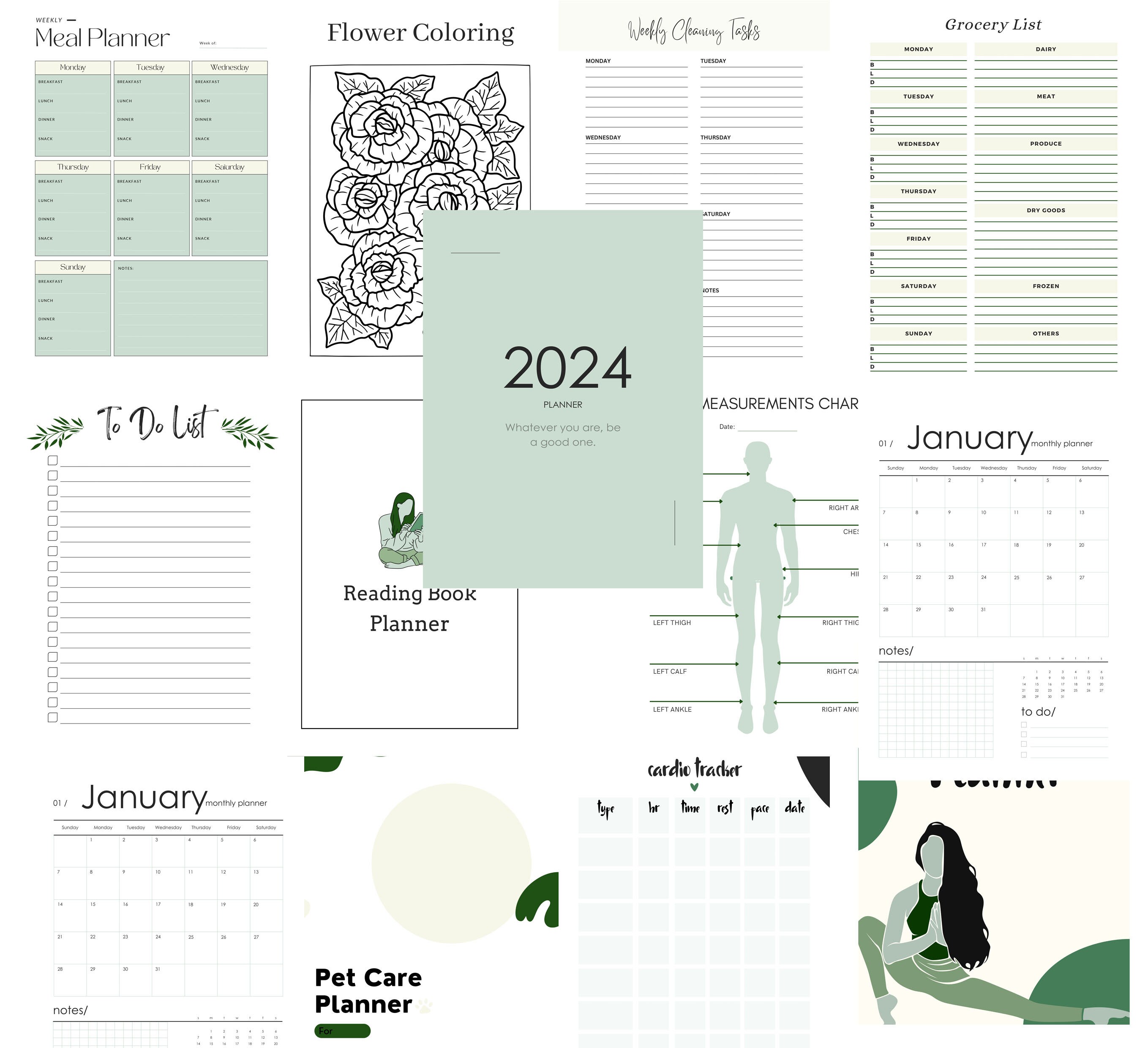 2024 Yearly Planner by Month, Download PDF, Printable , Coloring Pages ...