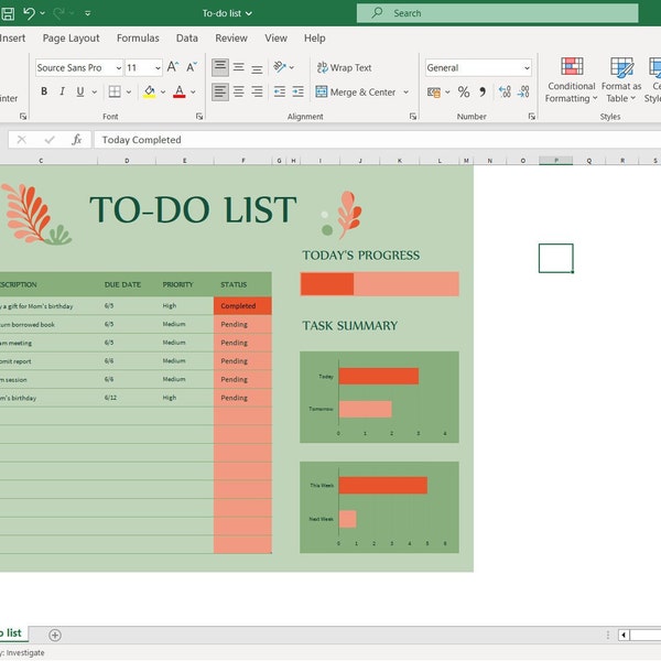 To Do List Excel - Etsy