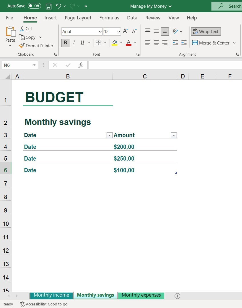 Manage My Money ,excel Template , Fillable , Excel , Printable ...