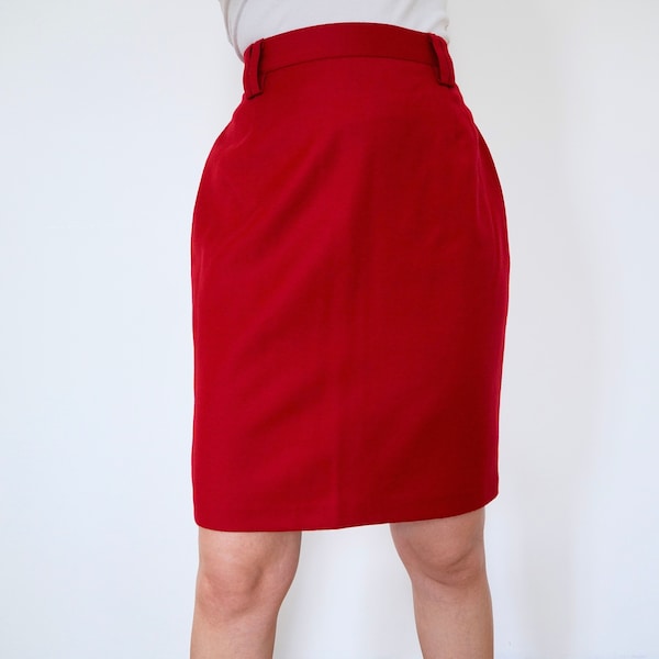 Red Wool Skirt - Etsy