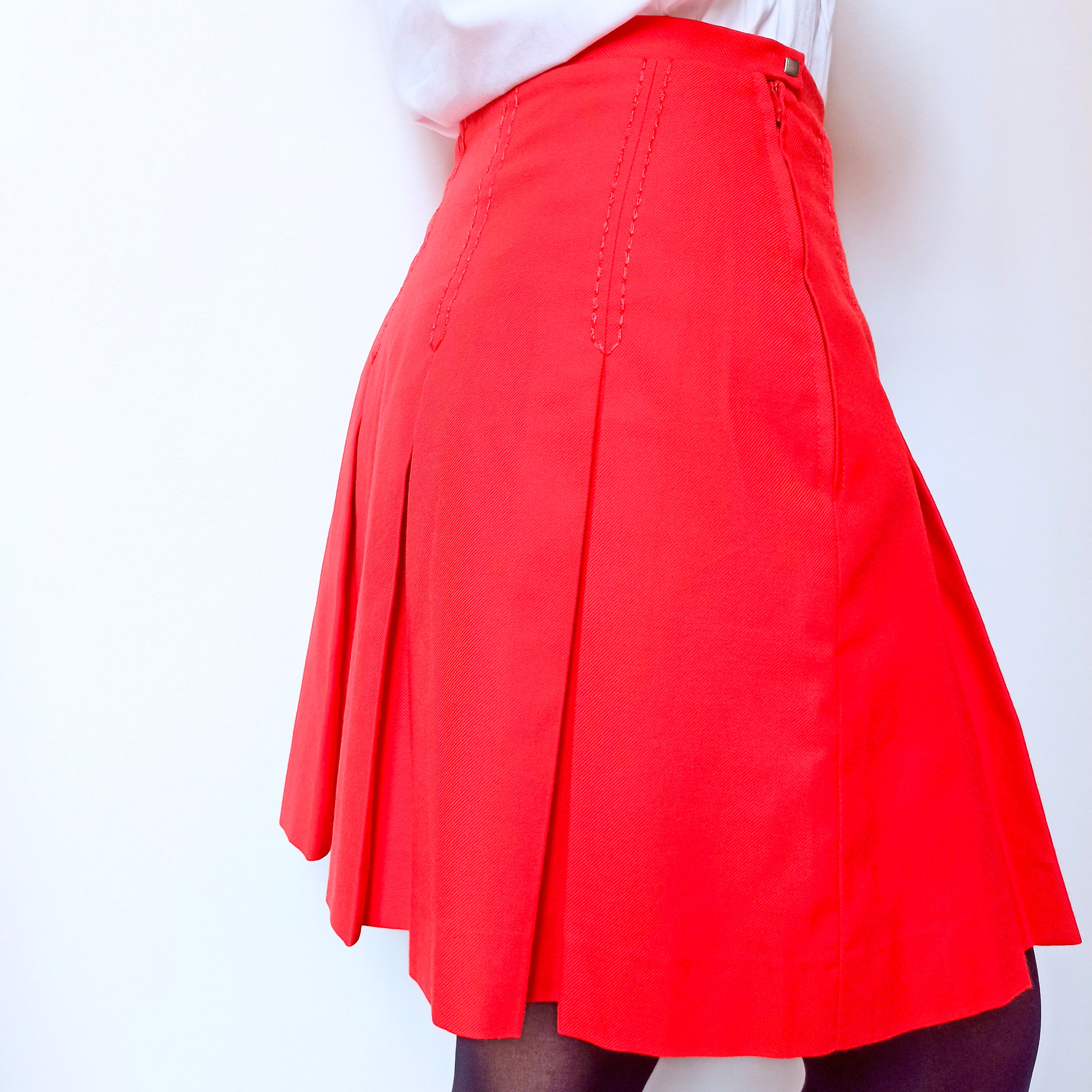 Vintage Red Skirt 80s Does 60s Mod Skirt Red Pleated Skirt - Etsy