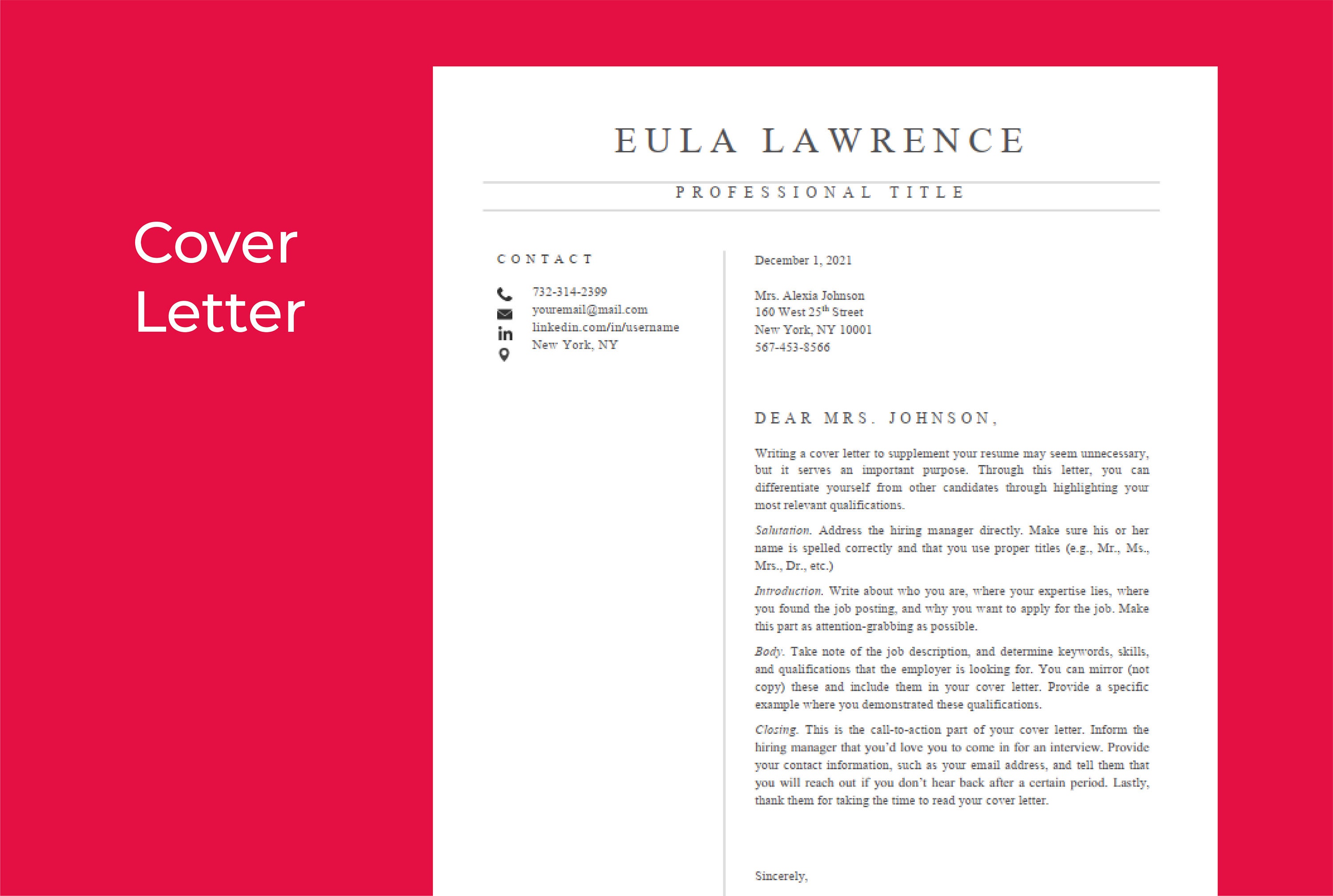 Professional Resume Template + Cover Letter + References | CV Editable ...