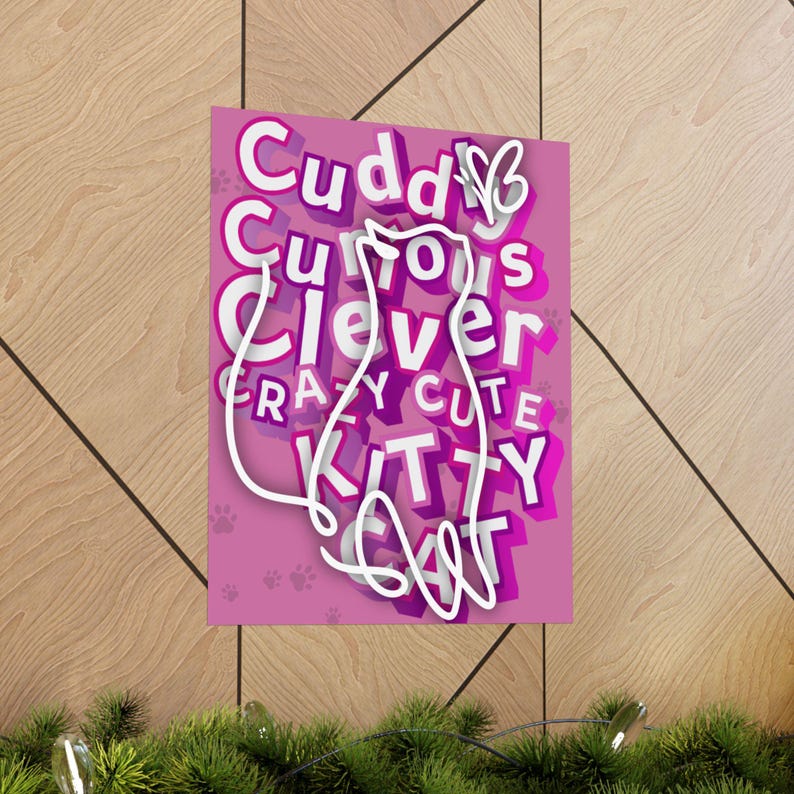 Whimsical Kitty Cat Art Print, Fun Home Decor - Etsy UK