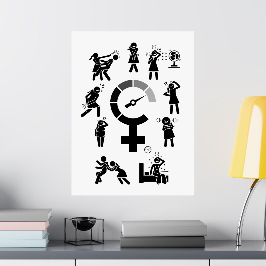 Menopause Symptoms Stick Figure Art Poster, Gynecologist Office Decor ...
